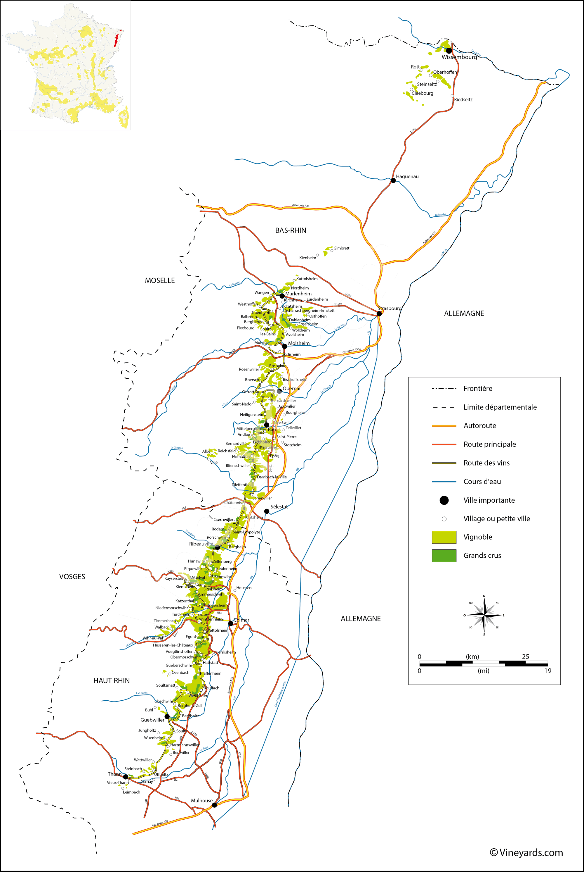 France Map of Vineyards Wine Regions