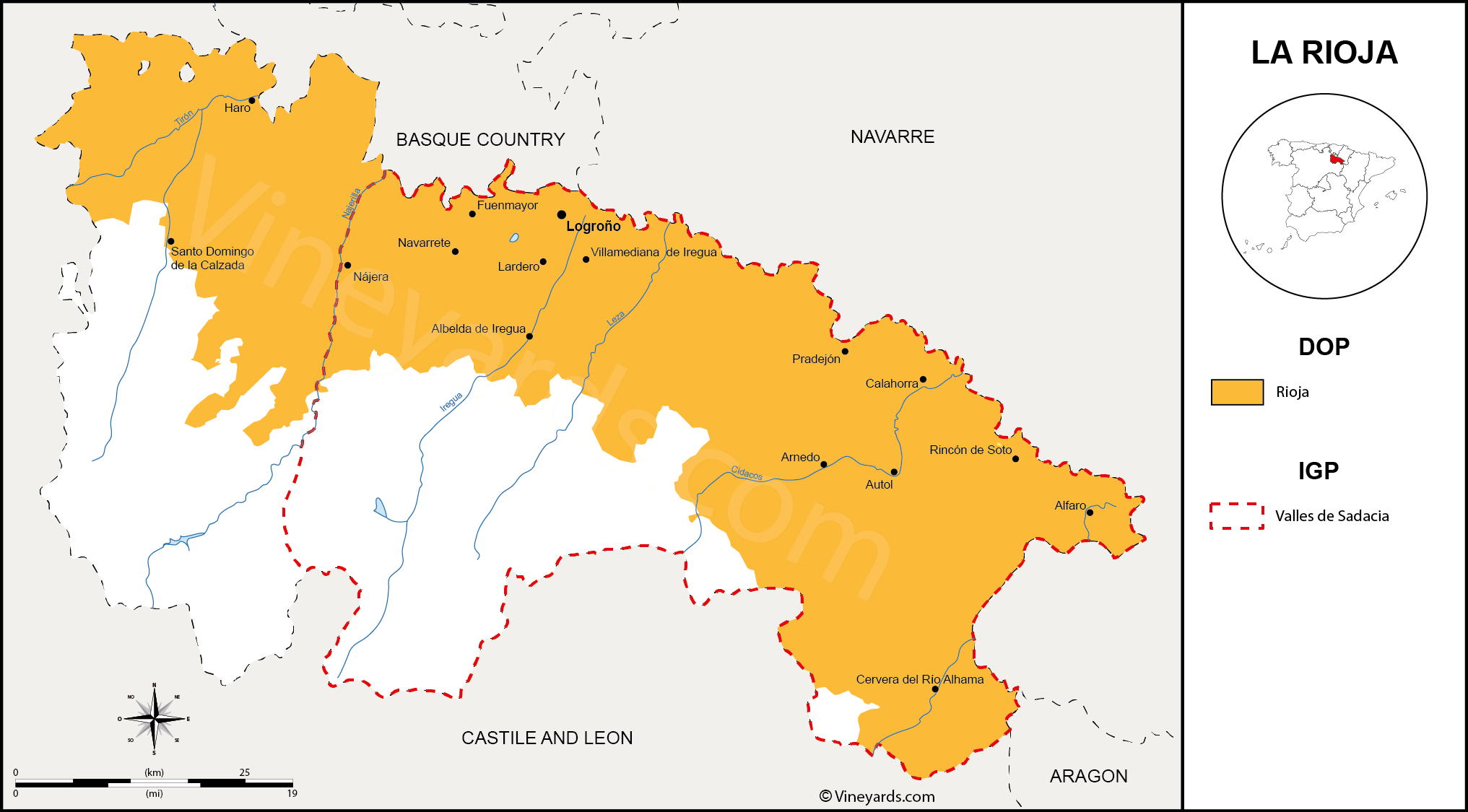 La Rioja Map of Vineyards Wine Regions